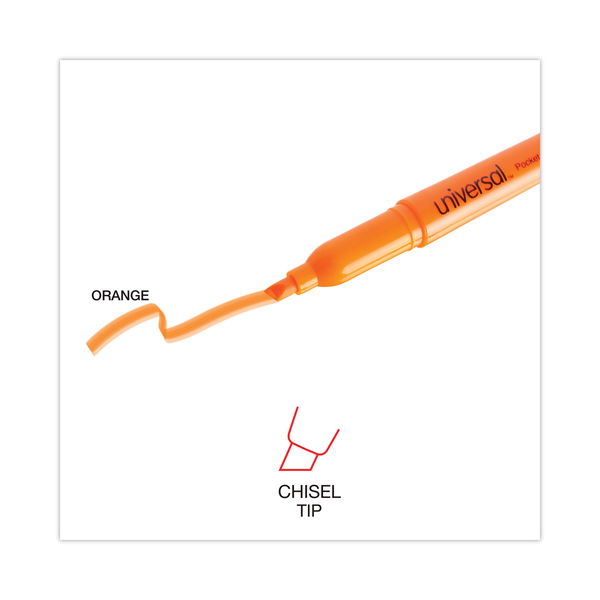 UNV08853: Pocket Highlighters, Fluorescent Orange Ink, Chisel Tip ...